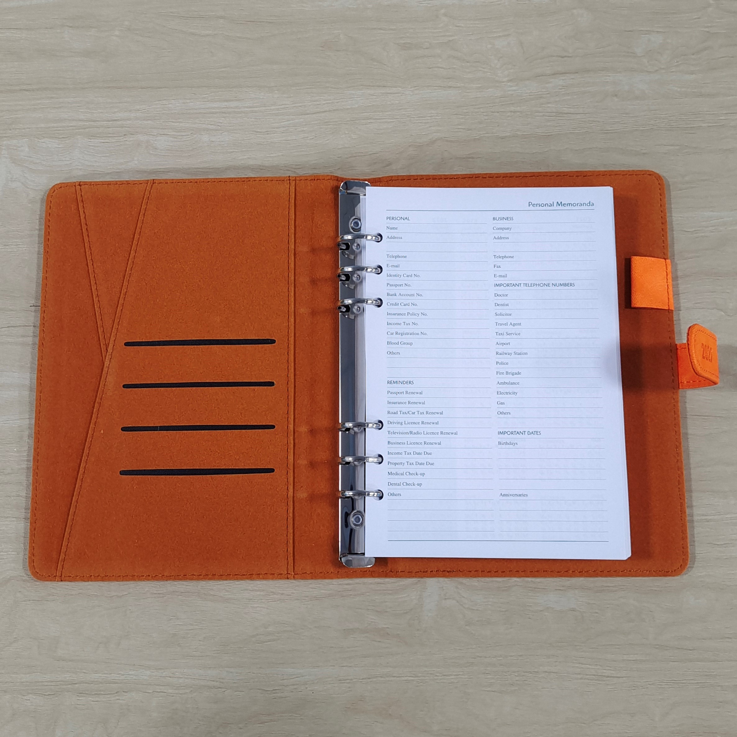 high quality filofax style PU cover A5 diary with metal ring binder and ...